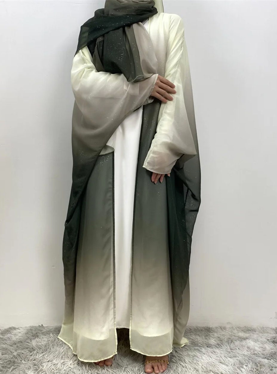 Abayas Luxury Chiffon Starry Sky Gradient Color Turkey Modesty Robe ...