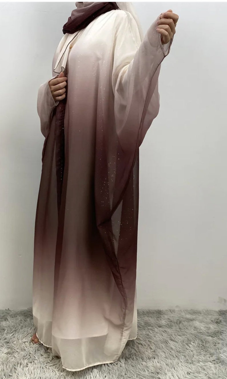 Abayas Luxury Chiffon Starry Sky Gradient Color Turkey Modesty Robe ...