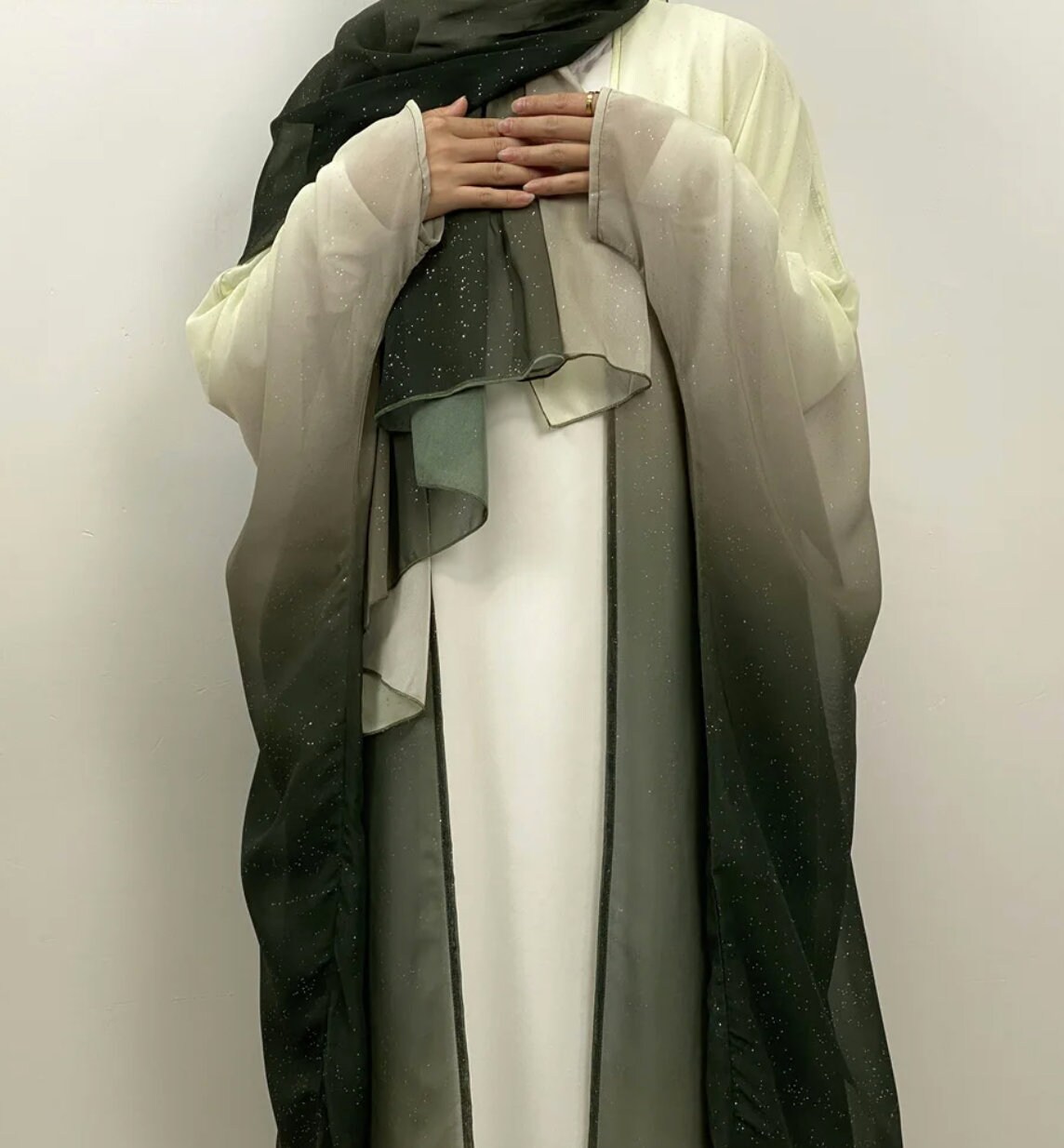 Abayas Luxury Chiffon Starry Sky Gradient Color Turkey Modesty Robe ...