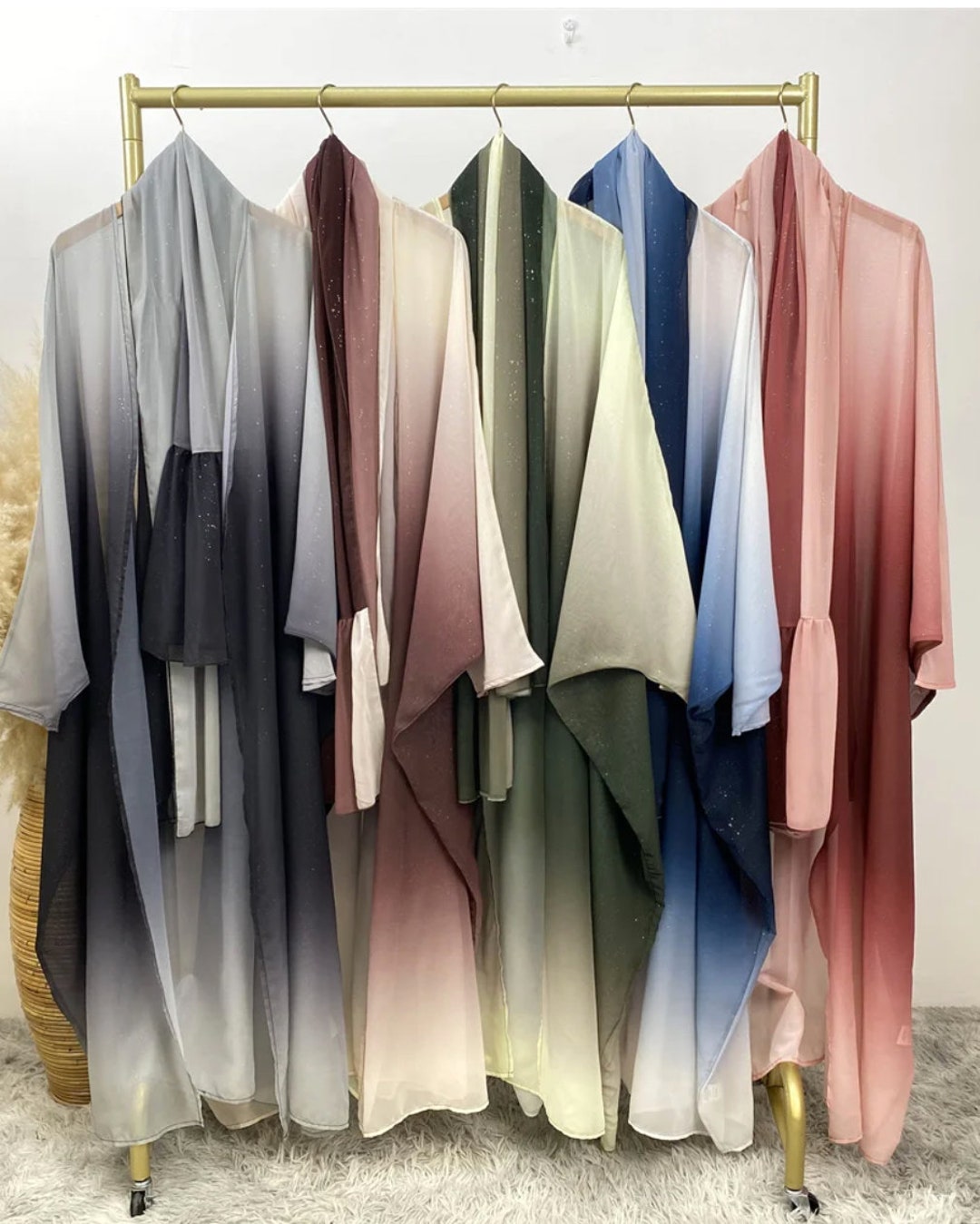 Abayas Luxury Chiffon Starry Sky Gradient Color Turkey Modesty Robe ...