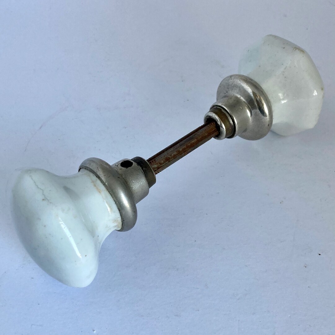 Vintage Porcelain Double Door Knobs Color White 3 Inch Knobs Restoration Project Hardware, Home ...