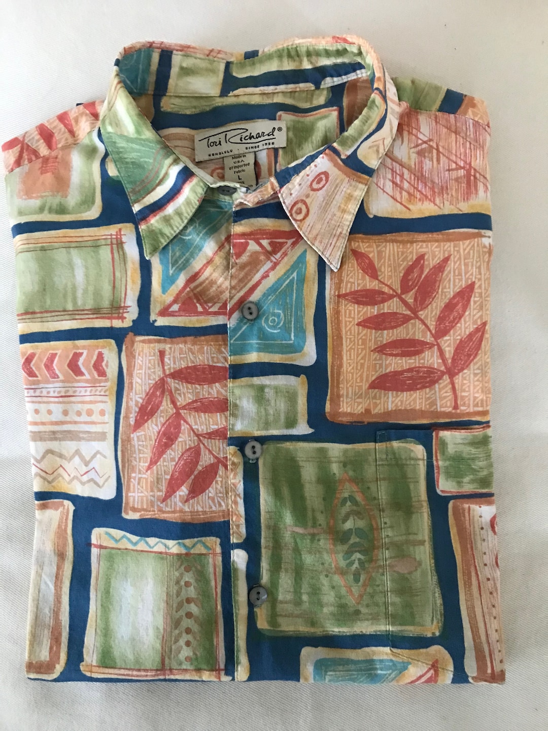 Honolulu Shirt Tori Richards Hawaiian Style Large Short Sleeve 100% ...