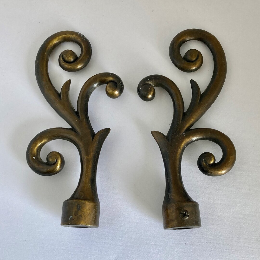 Brass-like Metal, Drapery Rod, End Finial, Vintage From the 1980s, Fits ...
