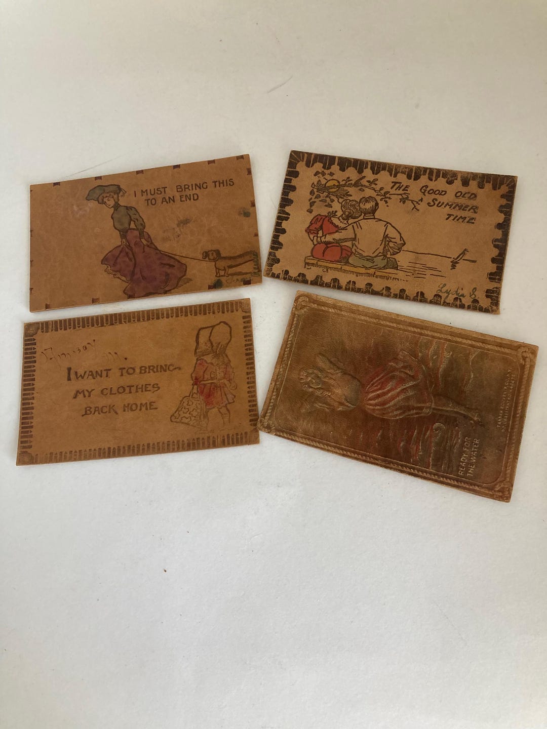 Vintage Leather Postcards, Set of Four, From 1905, Humorous 3 X 5 ...