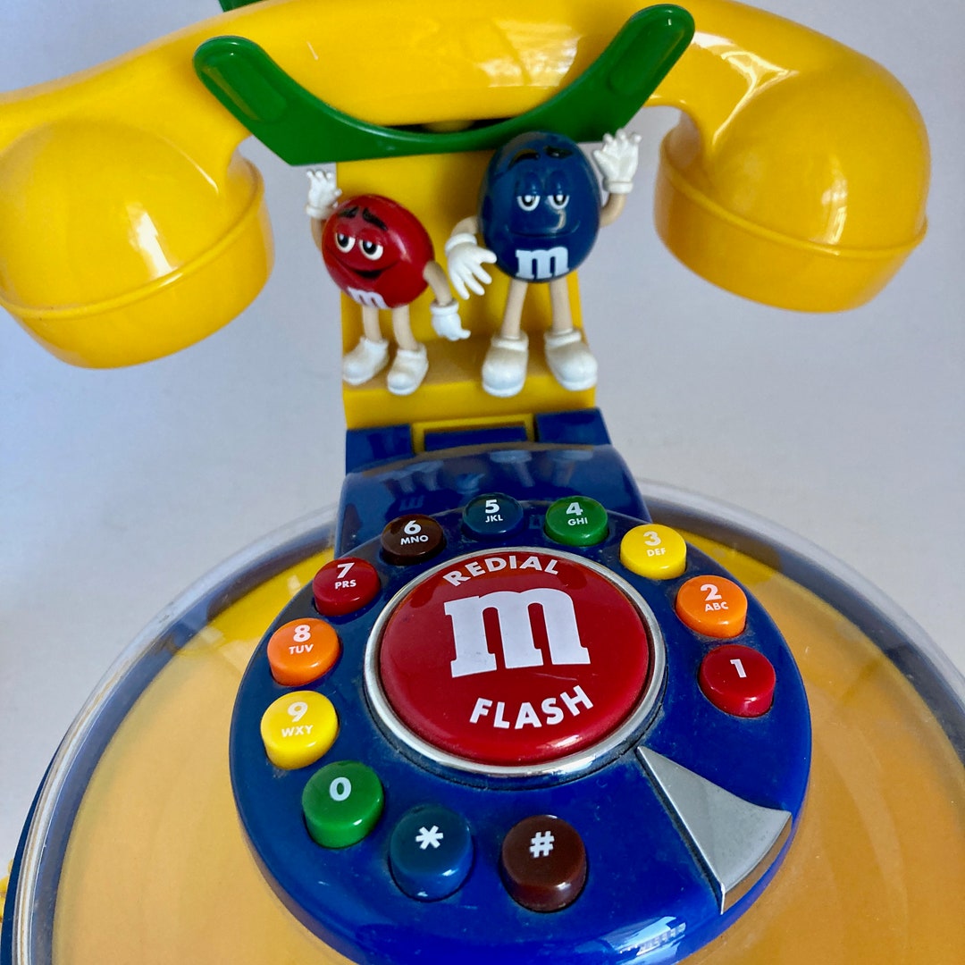 M&M Telephone, Candy Dispenser, Yellow Blue, 10x12, Child's Room Decor ...