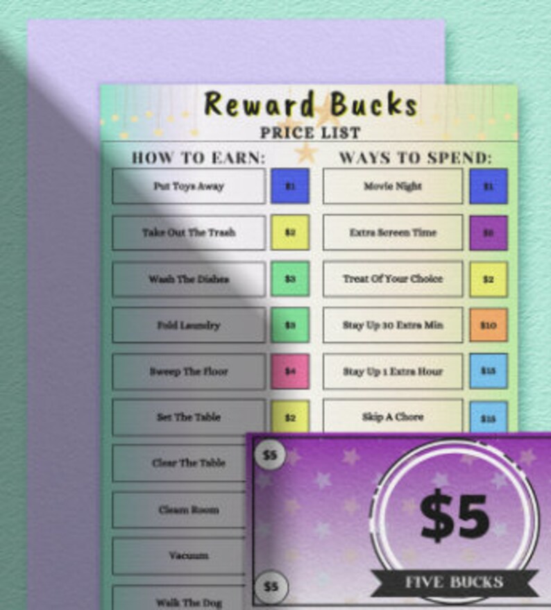 Editable Reward Bucks for Kidsearn and Spendchoresallowanceplay ...