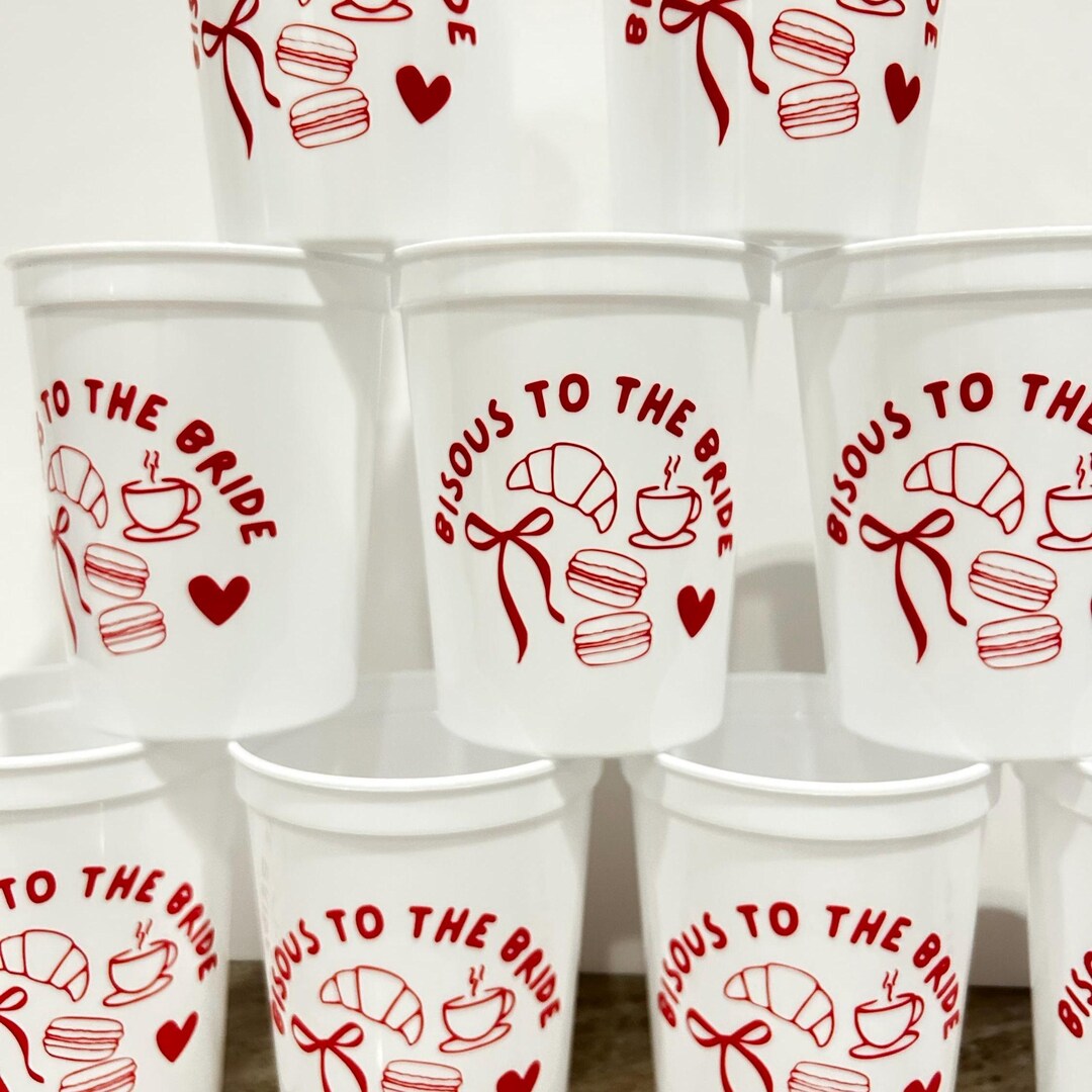 Bisous to the Bride Bachelorette Cups | Bachelorette Party Favors ...