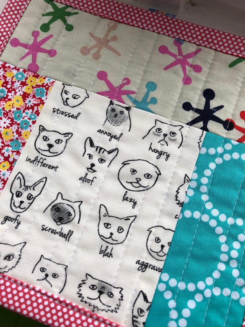 Cat mug rug mug mat coffee mat sewing gift teacher gift snack - Etsy.de