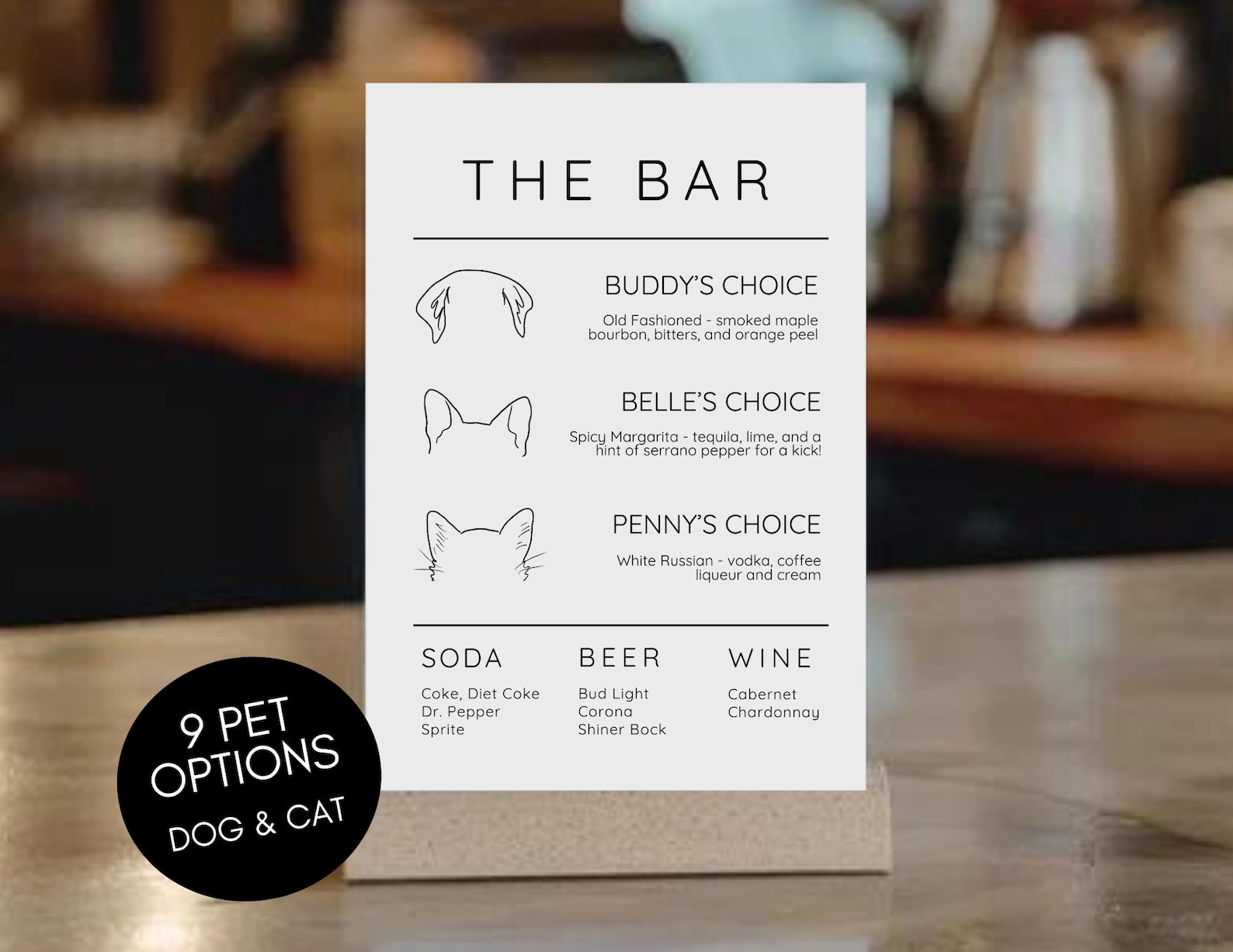 Pet Bar Sign Wedding Signature Cocktails Sign for Dog Lovers ...