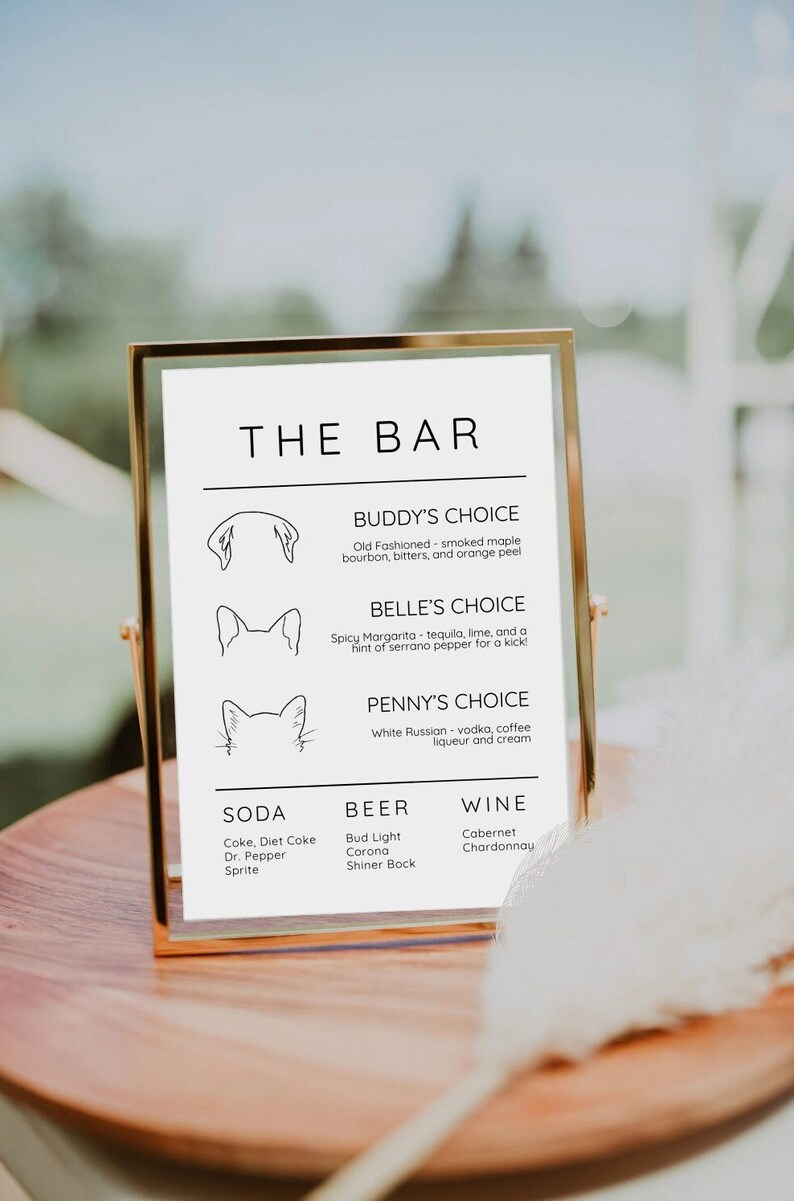 Pet Bar Sign Wedding Signature Cocktails Sign for Dog Lovers ...