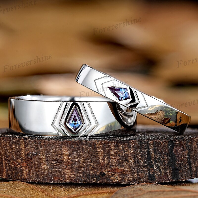 White Gold Couple Rings - Etsy