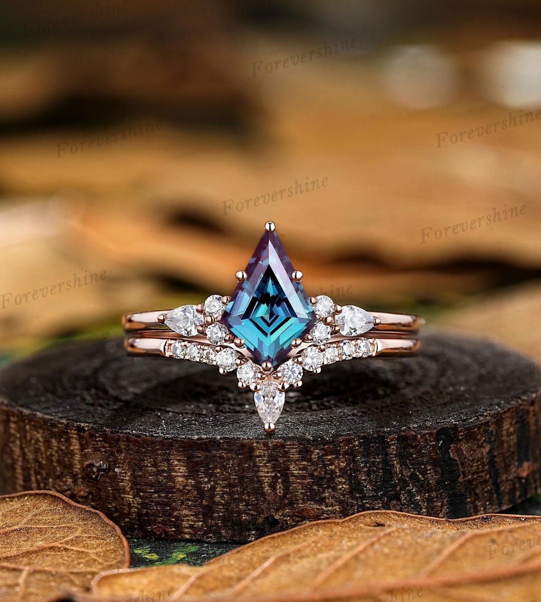 Oval Vintage Red Garnet Wedding Ring Set Custom Leaf Floral Garnet ...