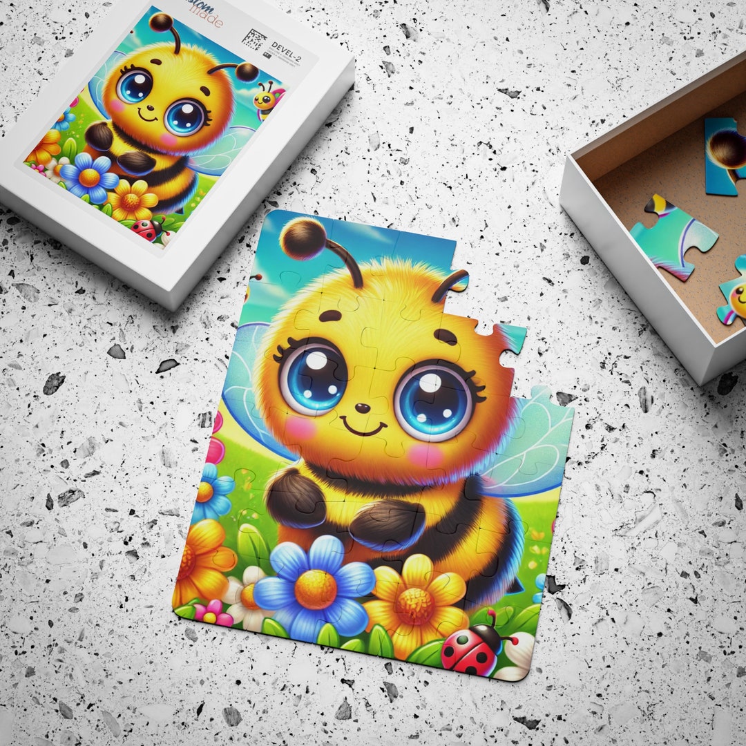 Buzzy Bee Happy: Bumble Bee and Flowers 30-piece Puzzle - Etsy