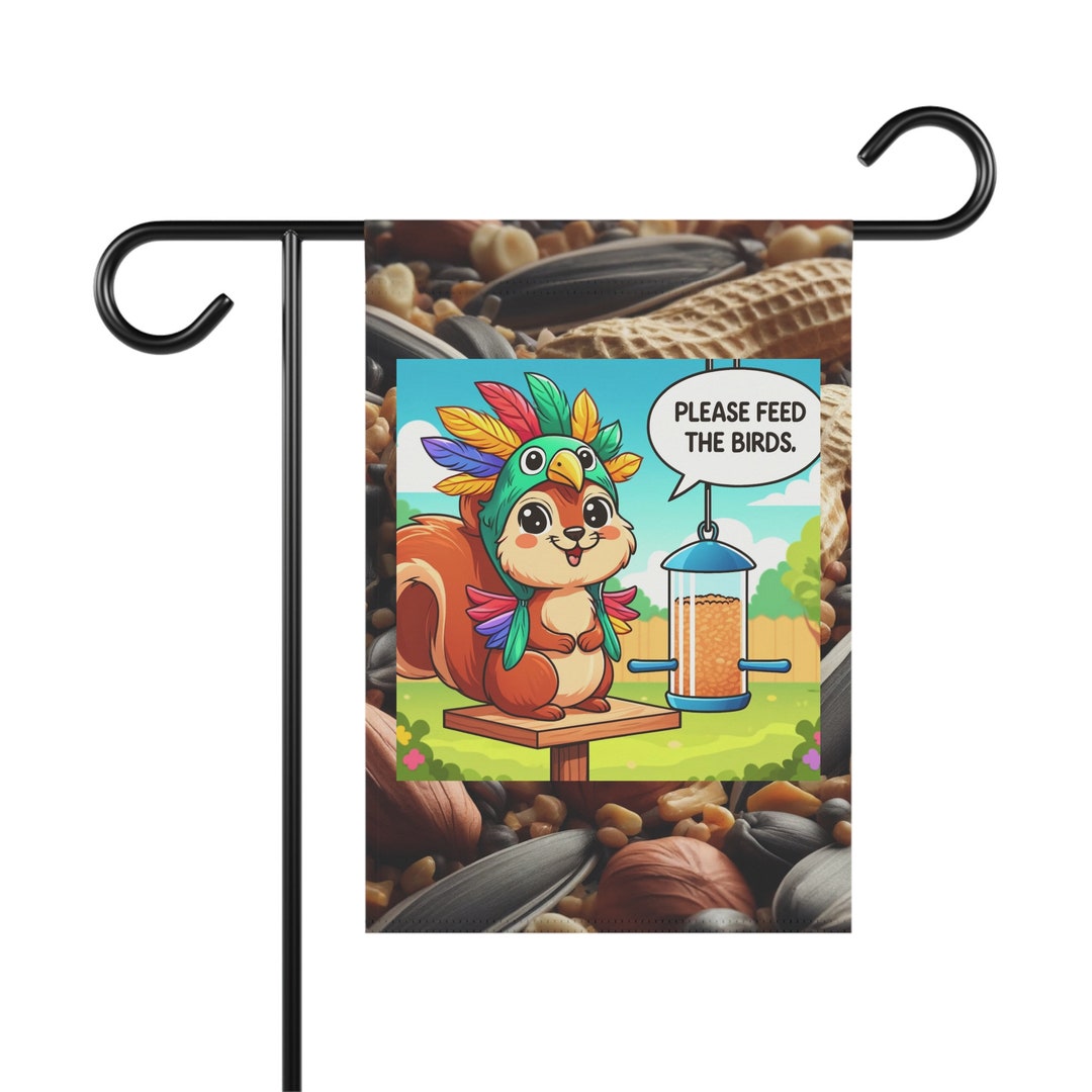 Funny Squirrel in Bird Costume Garden Flag - Double-sided, Durable ...