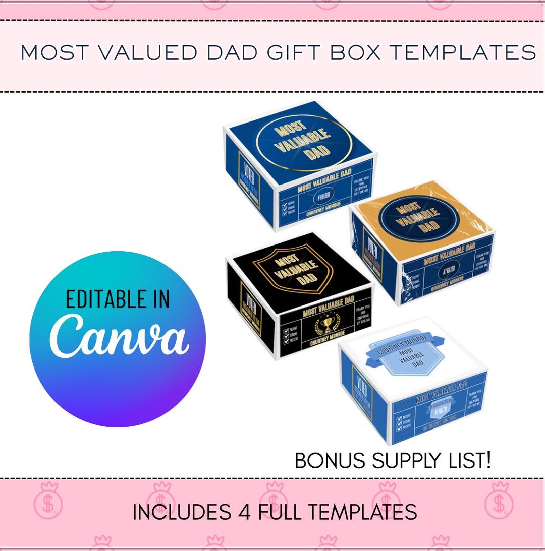 Most Valuable Dad Gift Box Canva Templates – Editable Printable Box for ...
