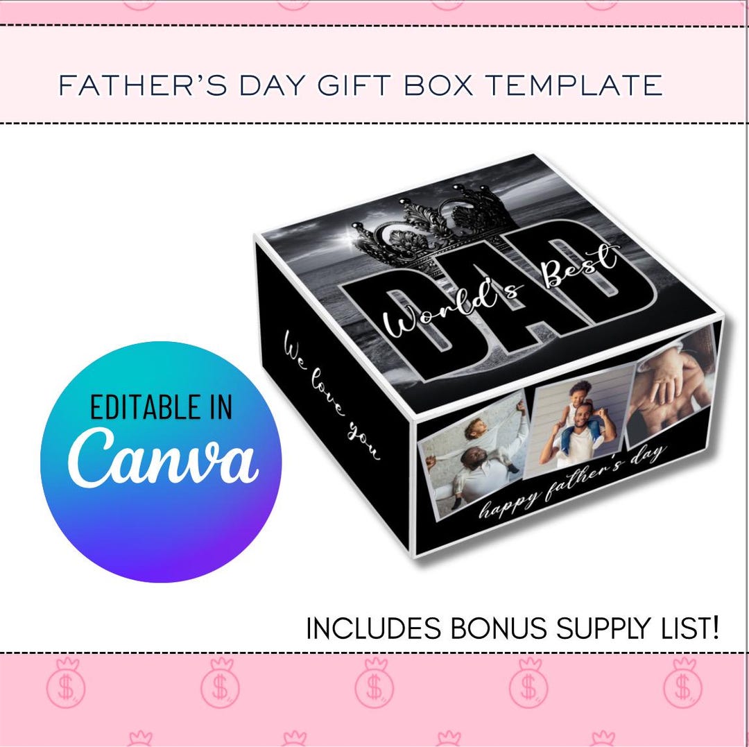 Father’s Day Gift Box Canva Template – Editable Printable Box for Dad ...