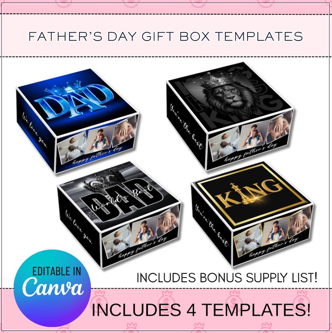 Father’s Day Gift Box Canva Templates – Editable Printable Box for Dad ...