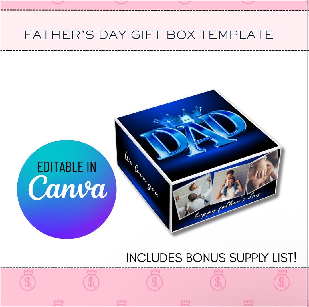 Father’s Day Gift Box Canva Template – Editable Printable Box for Dad ...