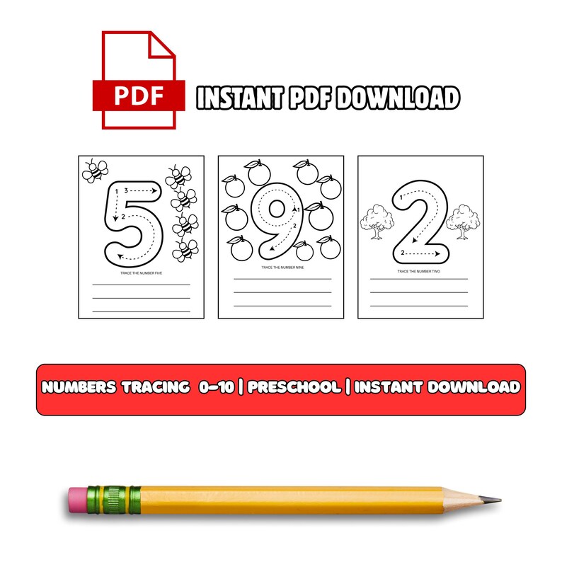 Numbers 0-10 Tracing, Preschool Worksheet Printable, Handwriting ...