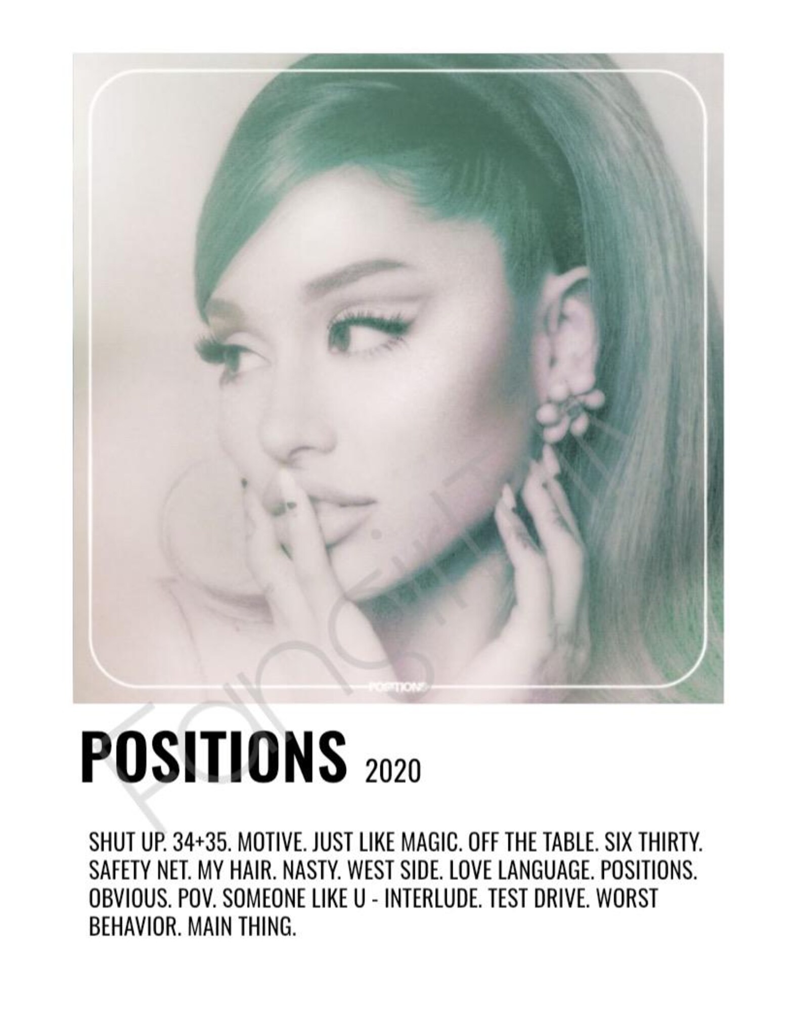 Positions Ariana Grande Tracklist Album Poster - Etsy