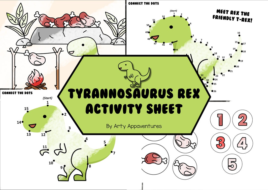 Tyrannosaurus Rex Dinosaur Printable Activity Sheet colouring Counting ...