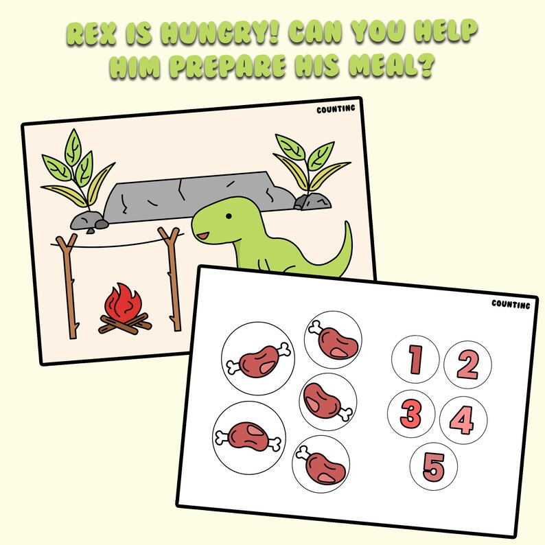 Tyrannosaurus Rex Dinosaur Printable Activity Sheet colouring Counting ...