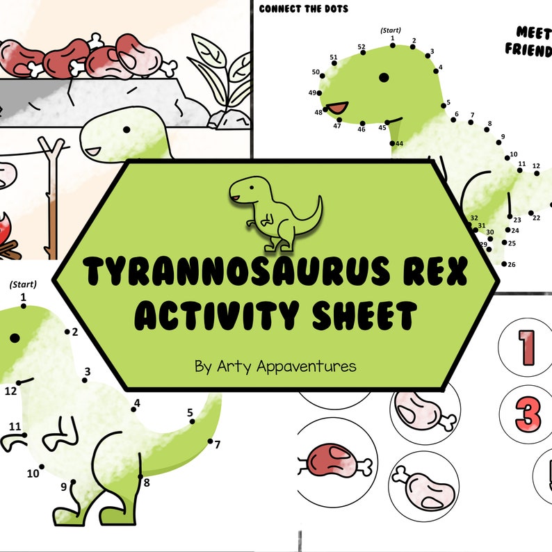 Tyrannosaurus Rex Dinosaur Printable Activity Sheet colouring Counting ...