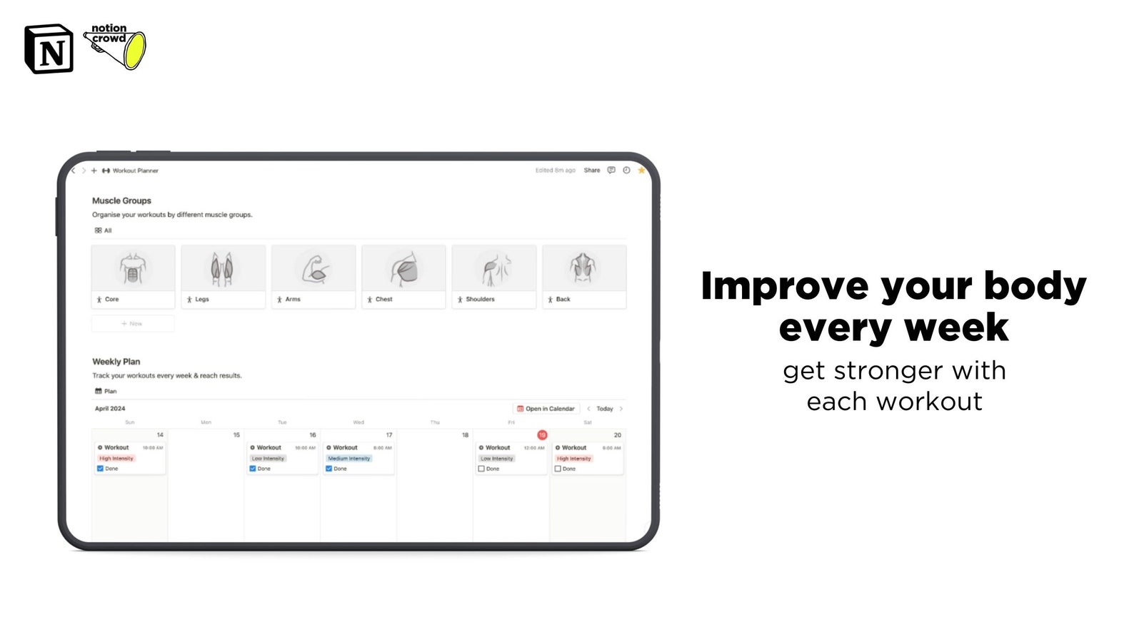 Workout Planner Notion Template Notion Workout Plan Notion Fitness ...