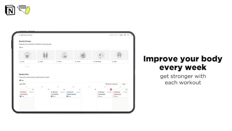 Workout Planner Notion Template Notion Workout Plan Notion Fitness ...