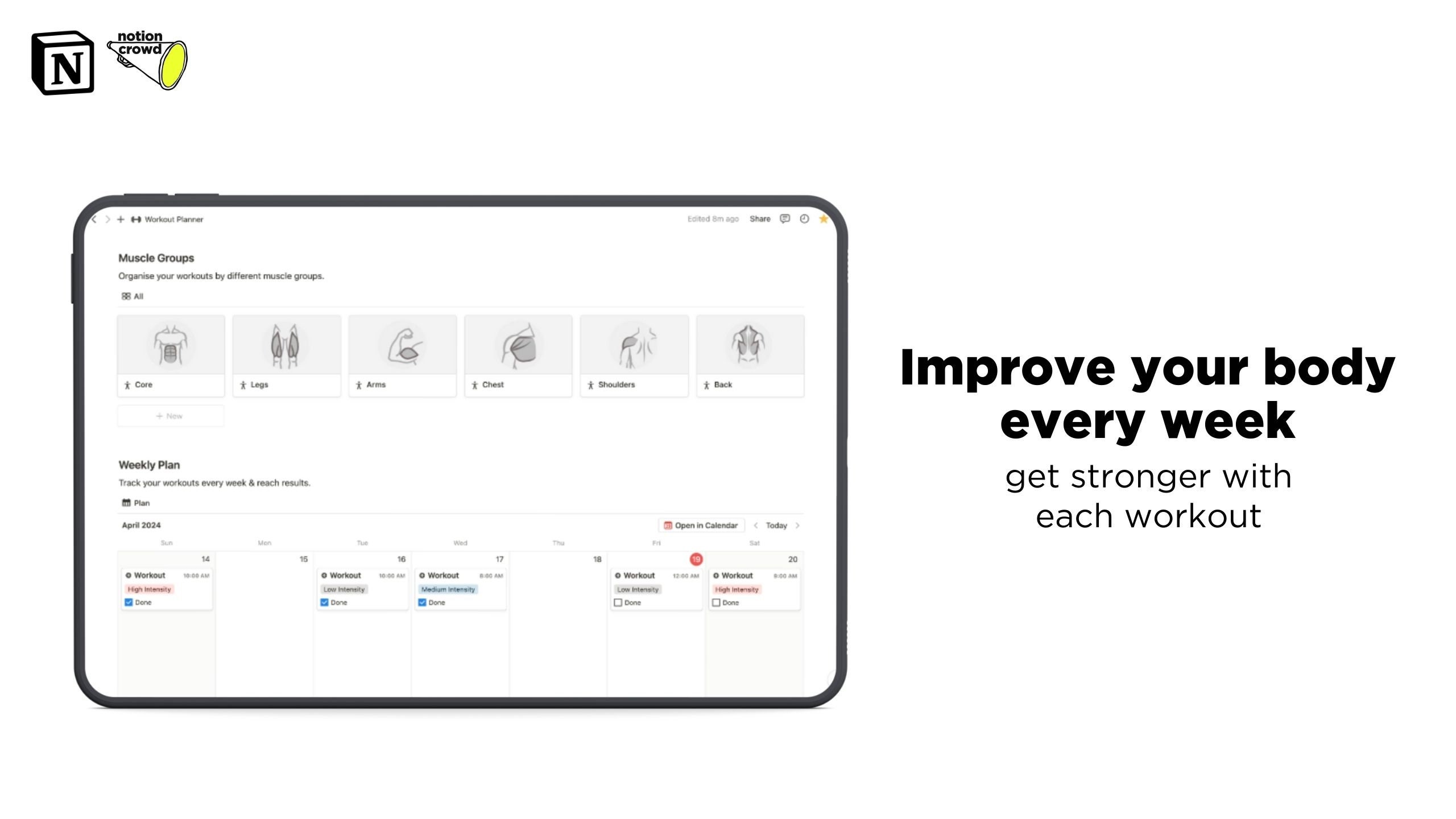 Workout Planner Notion Template Notion Workout Plan Notion Fitness ...
