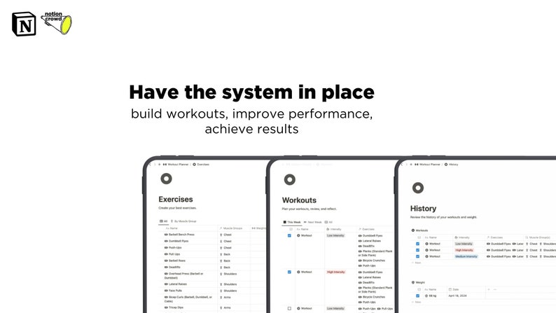 Workout Planner Notion Template Notion Workout Plan Notion Fitness ...
