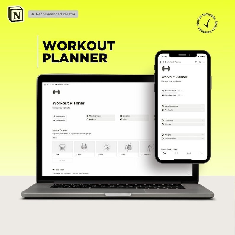 Workout Planner Notion Template Notion Workout Plan Notion Fitness ...