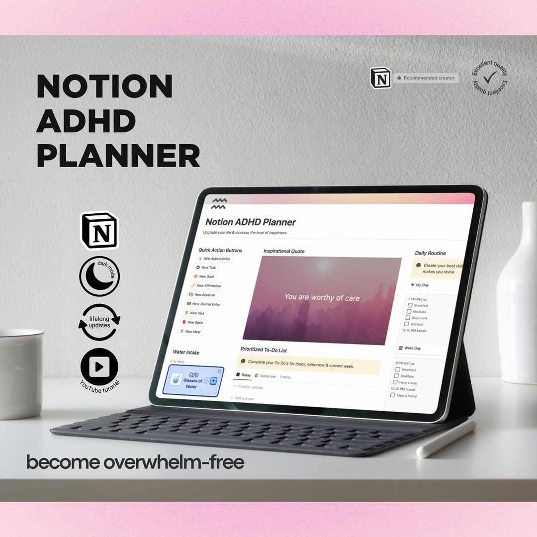 Notion ADHD Planner Notion Template Life Planner Mental Health ADHD ...