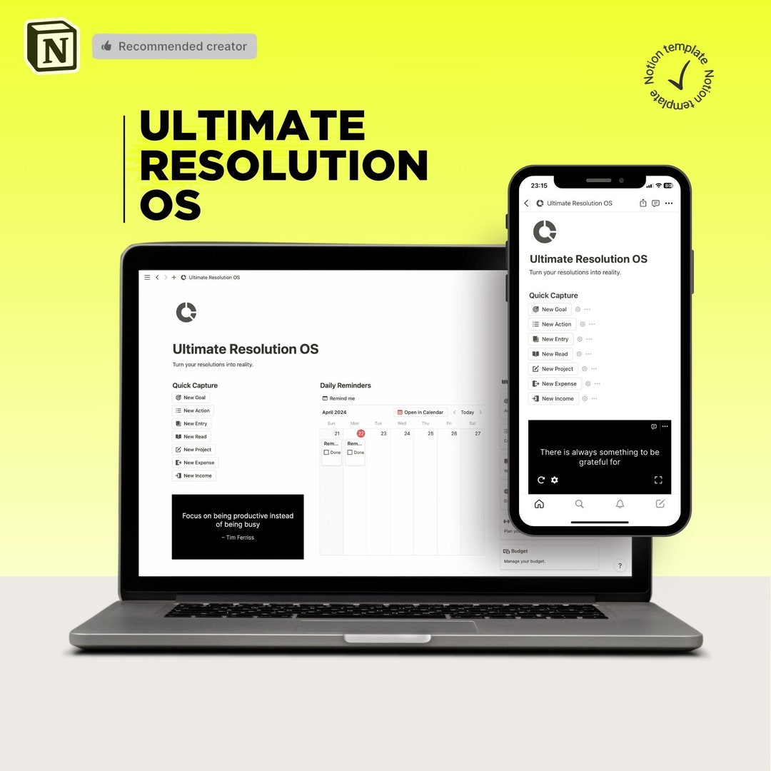 Ultimate Resolution OS | Notion Goals Tracker | Habit Tracker Notion ...