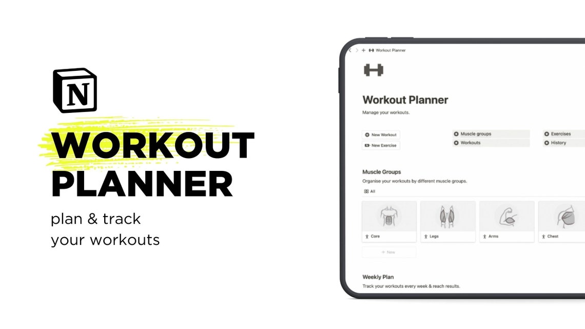 Workout Planner Notion Template Notion Workout Plan Notion Fitness ...