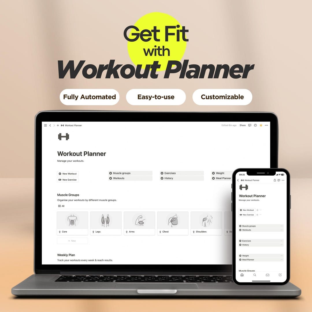 Notion Workout Planner | Notion Workout Plan Template | Notion Undated ...