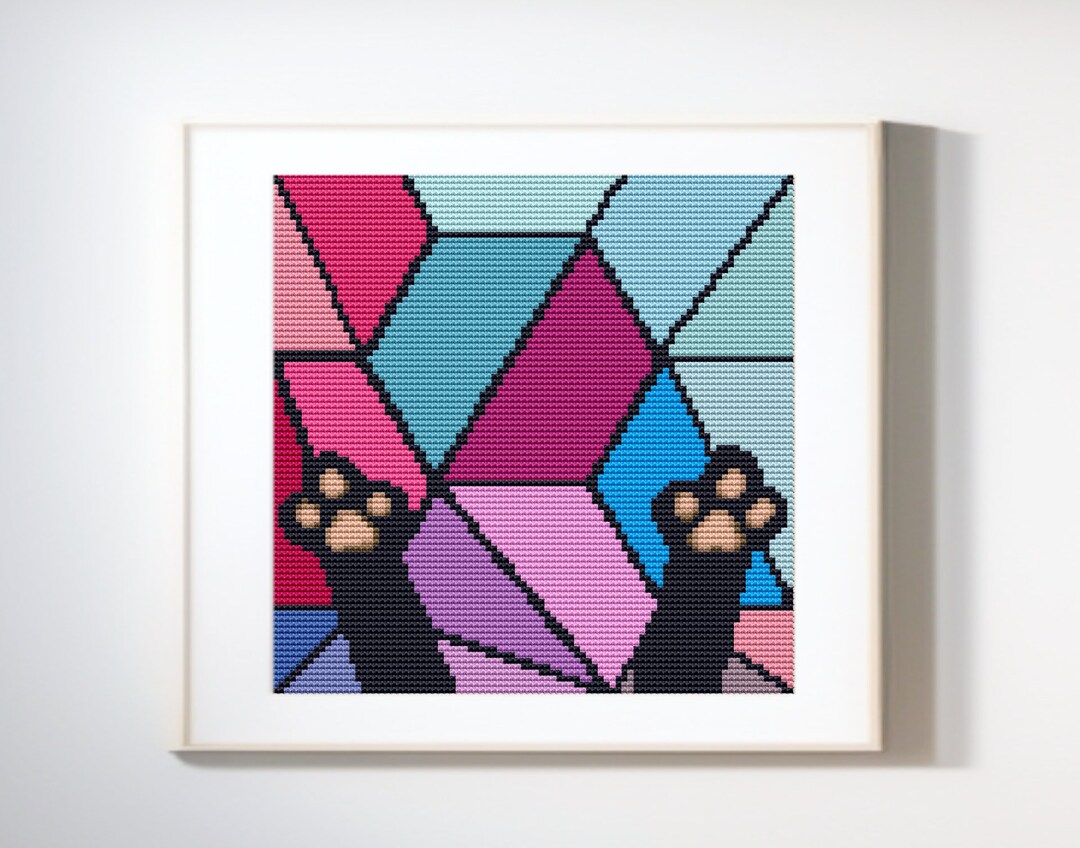 Cat Paw Geometrical Cross Stitch Pattern, Digital Pdf/download - Etsy