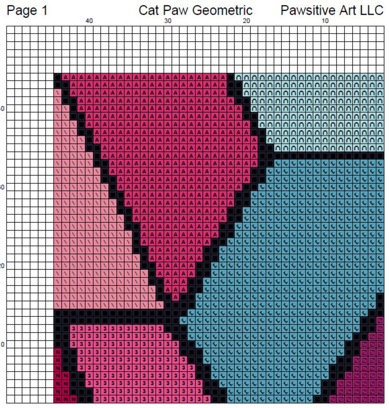 Cat Paw Geometrical Cross Stitch Pattern, Digital Pdf/download - Etsy