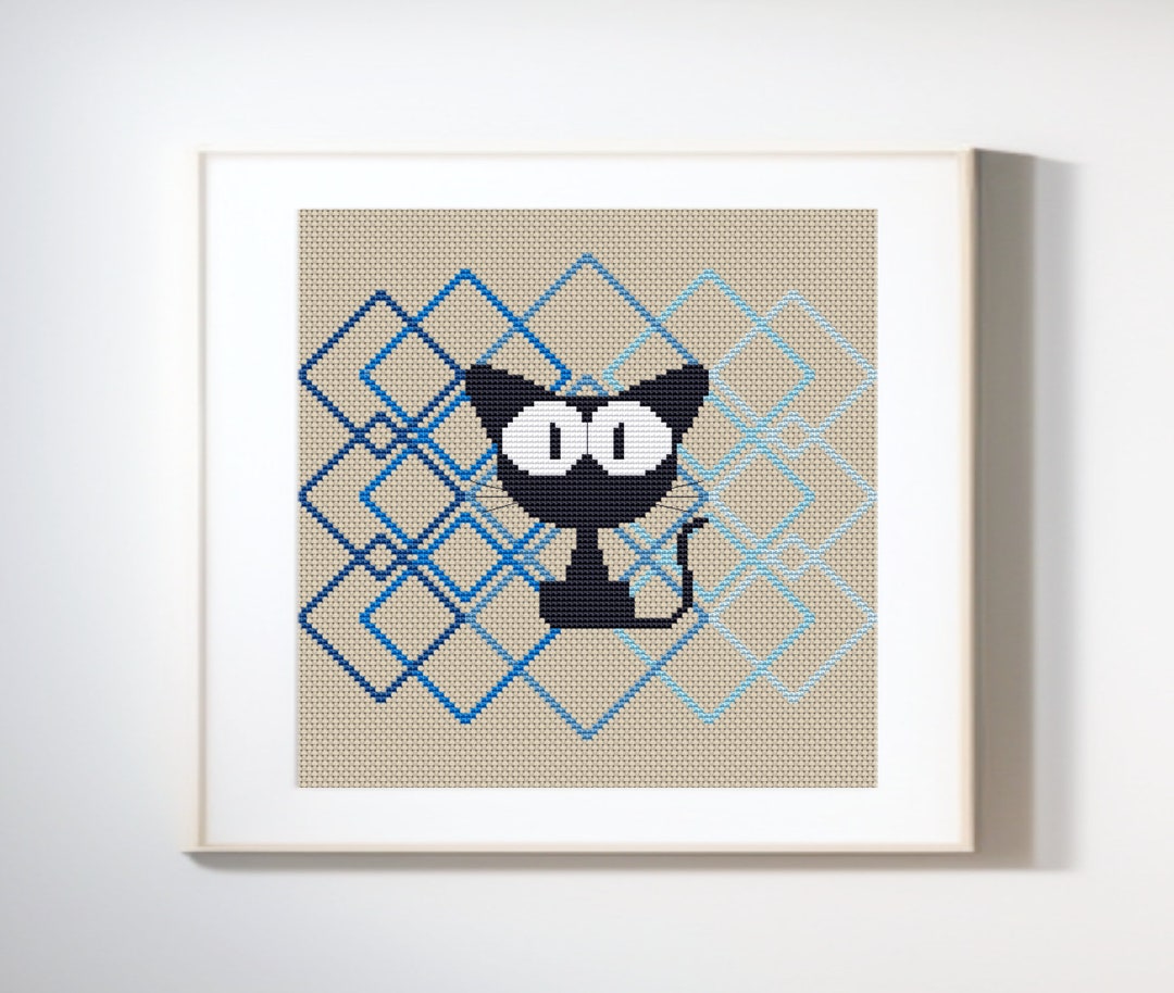 Geometric Black Cat Cross Stitch Pattern, Digital Pdf/download - Etsy