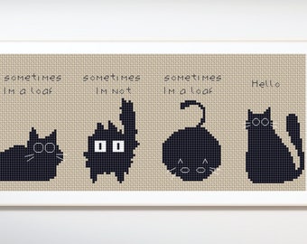 Funny Cat Loaf Cross Stitch Pattern: Easy Beginner Chart (PDF Download ...