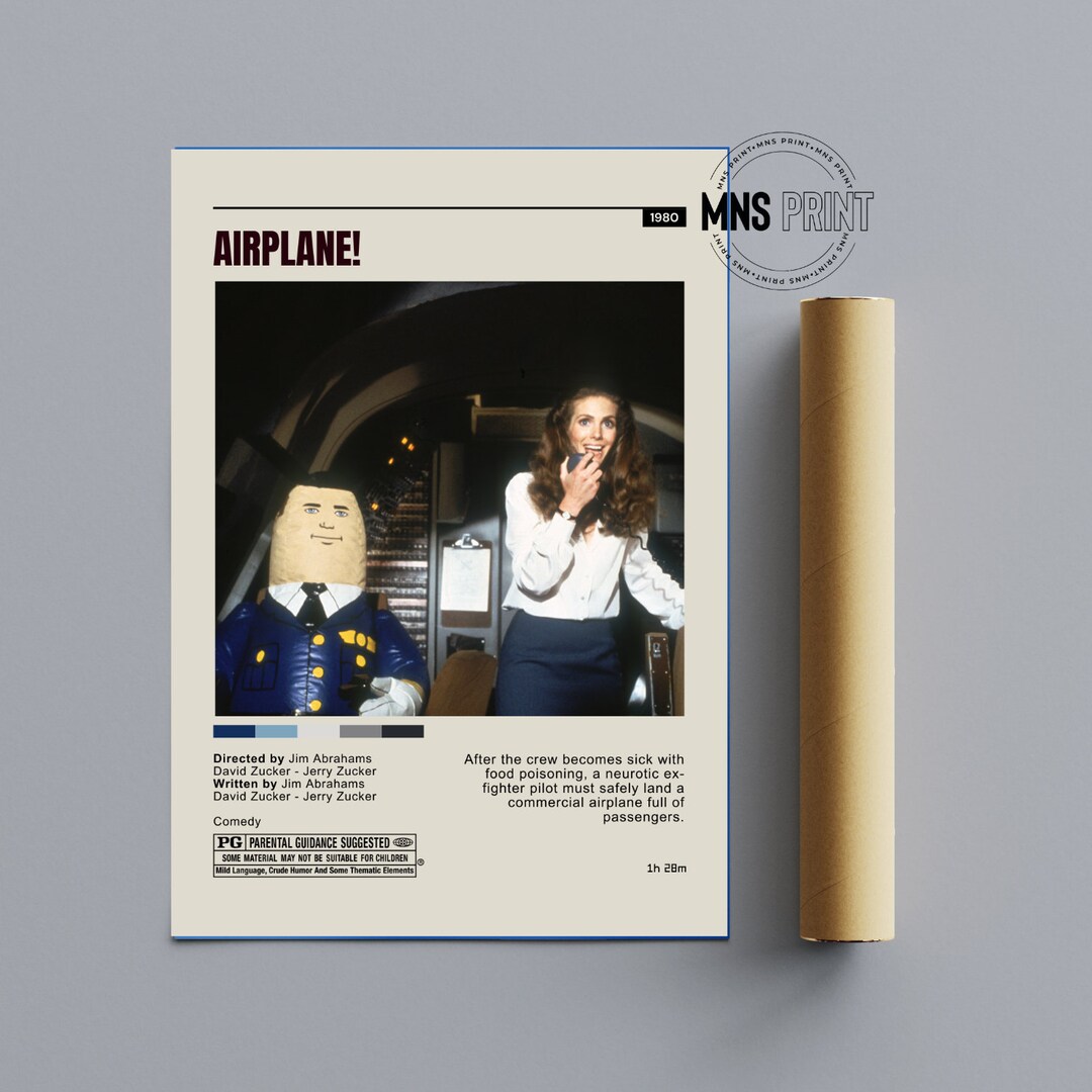 Airplane Poster, Jim Abrahams, Minimal Movie Art, Retro Movie Poster ...