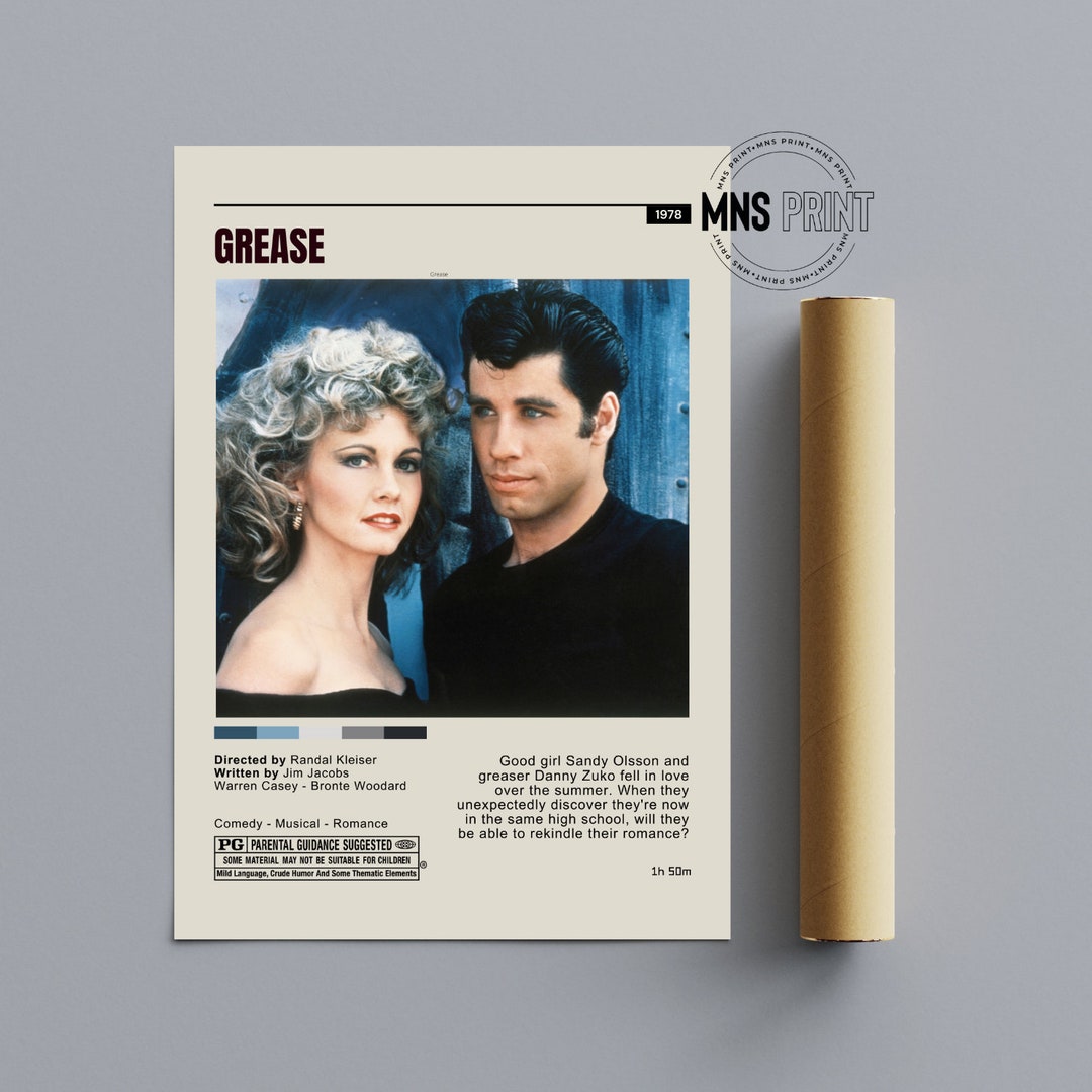 Grease Poster, Randal Kleiser, Minimal Movie Art, Retro Movie Poster ...