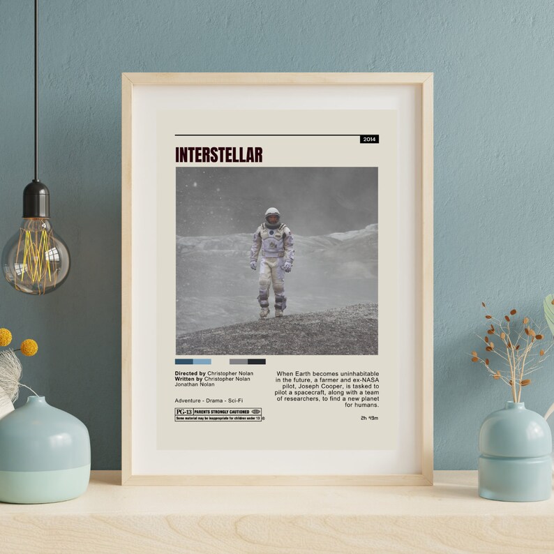 Interstellar Poster, Christopher Nolan, Minimal Movie Art, Retro Movie ...