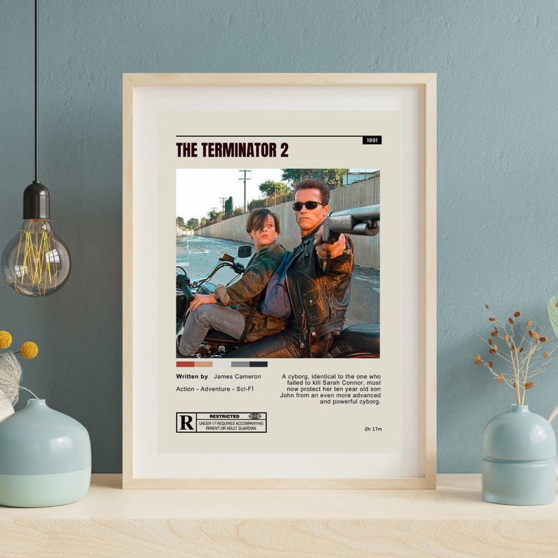 The Terminator 2 Poster, James Cameron, Minimal Movie Art, Retro Movie ...