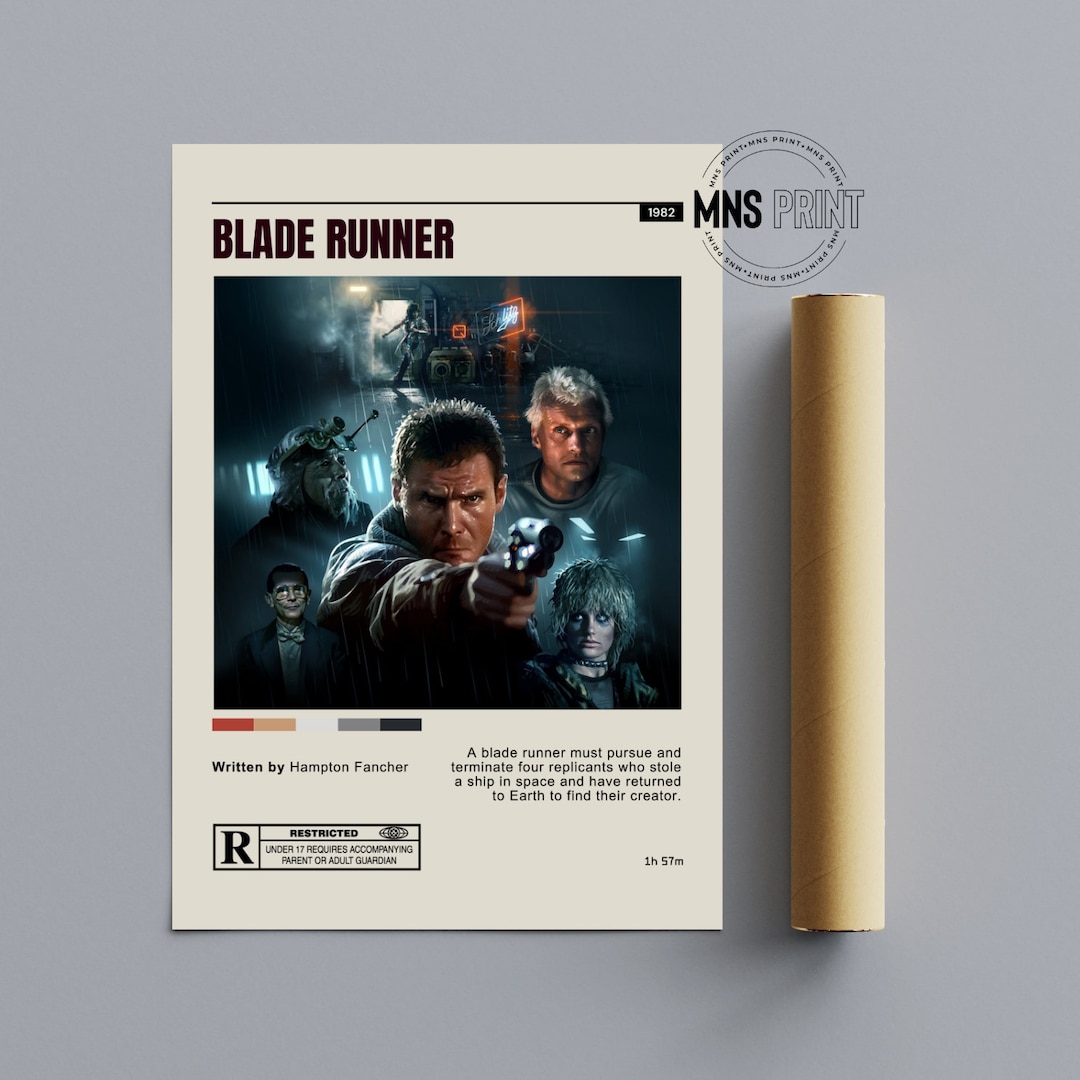 Blade Runner Poster, Hampton Fancher, Minimal Movie Art, Retro Movie ...