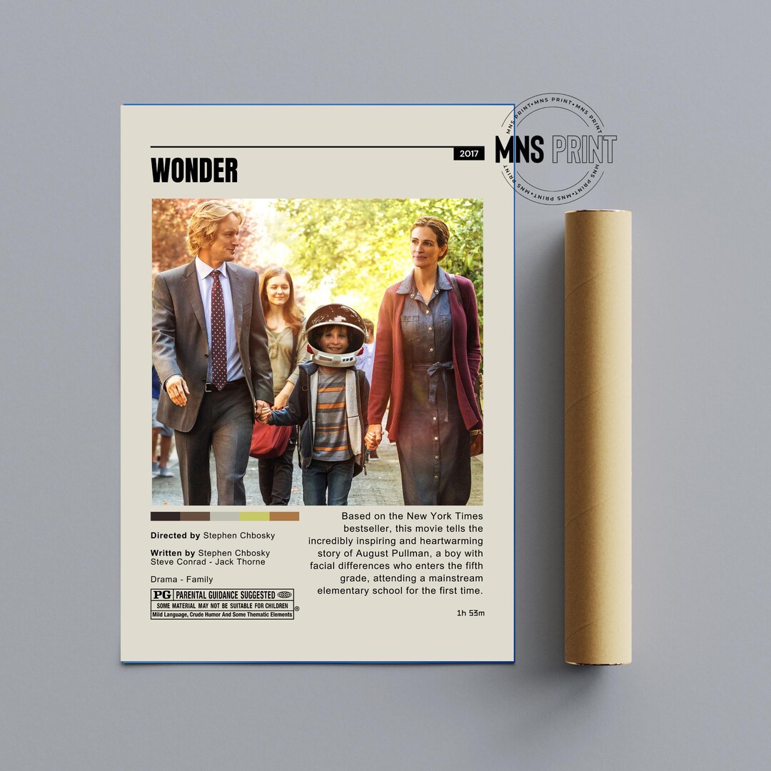 Wonder Poster, Stephen Chbosky, Minimal Movie Art, Retro Movie Poster ...