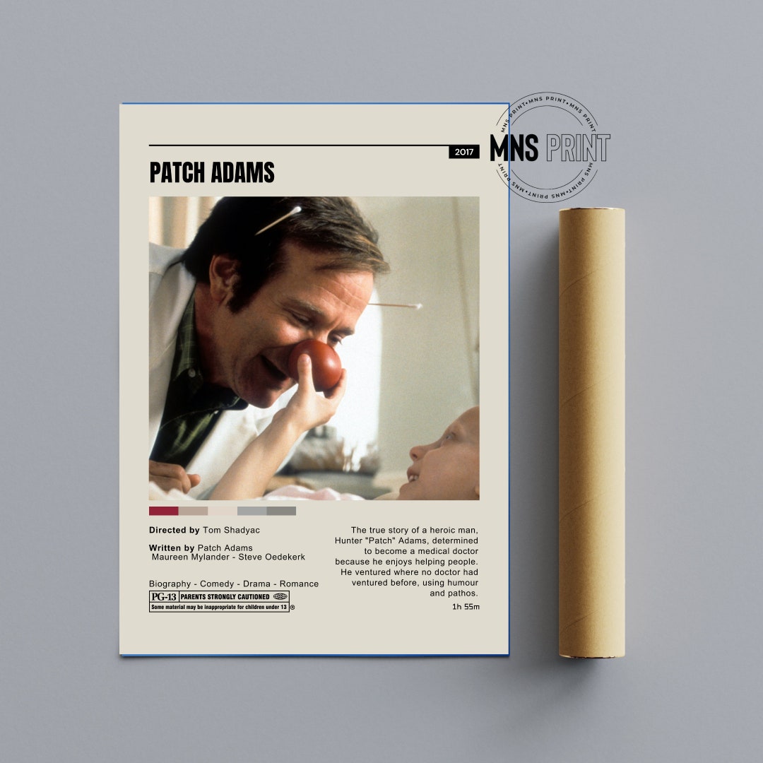 Patch Adams Poster, Tom Shadyac, Minimal Movie Art, Retro Movie Poster ...