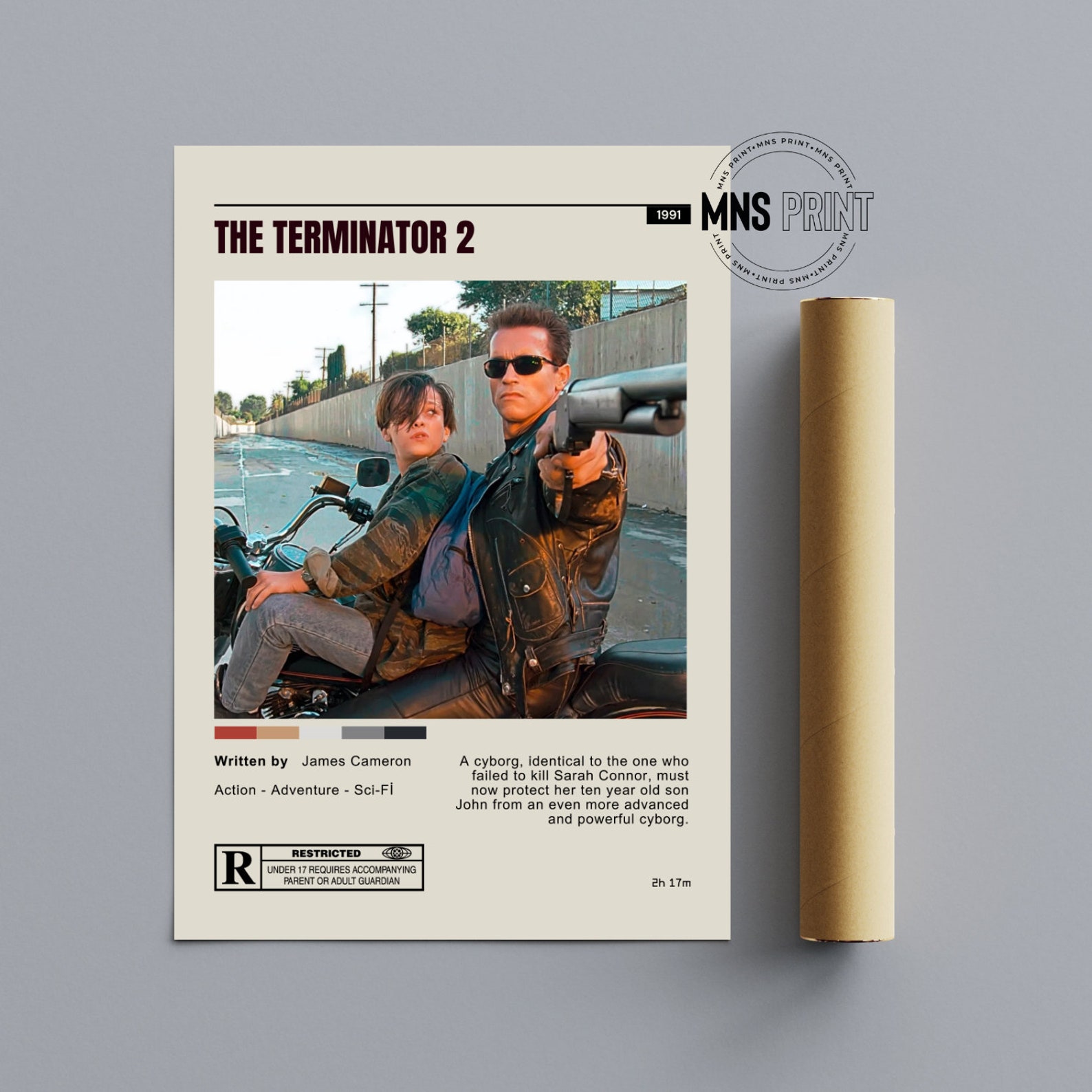The Terminator 2 Poster, James Cameron, Minimal Movie Art, Retro Movie ...