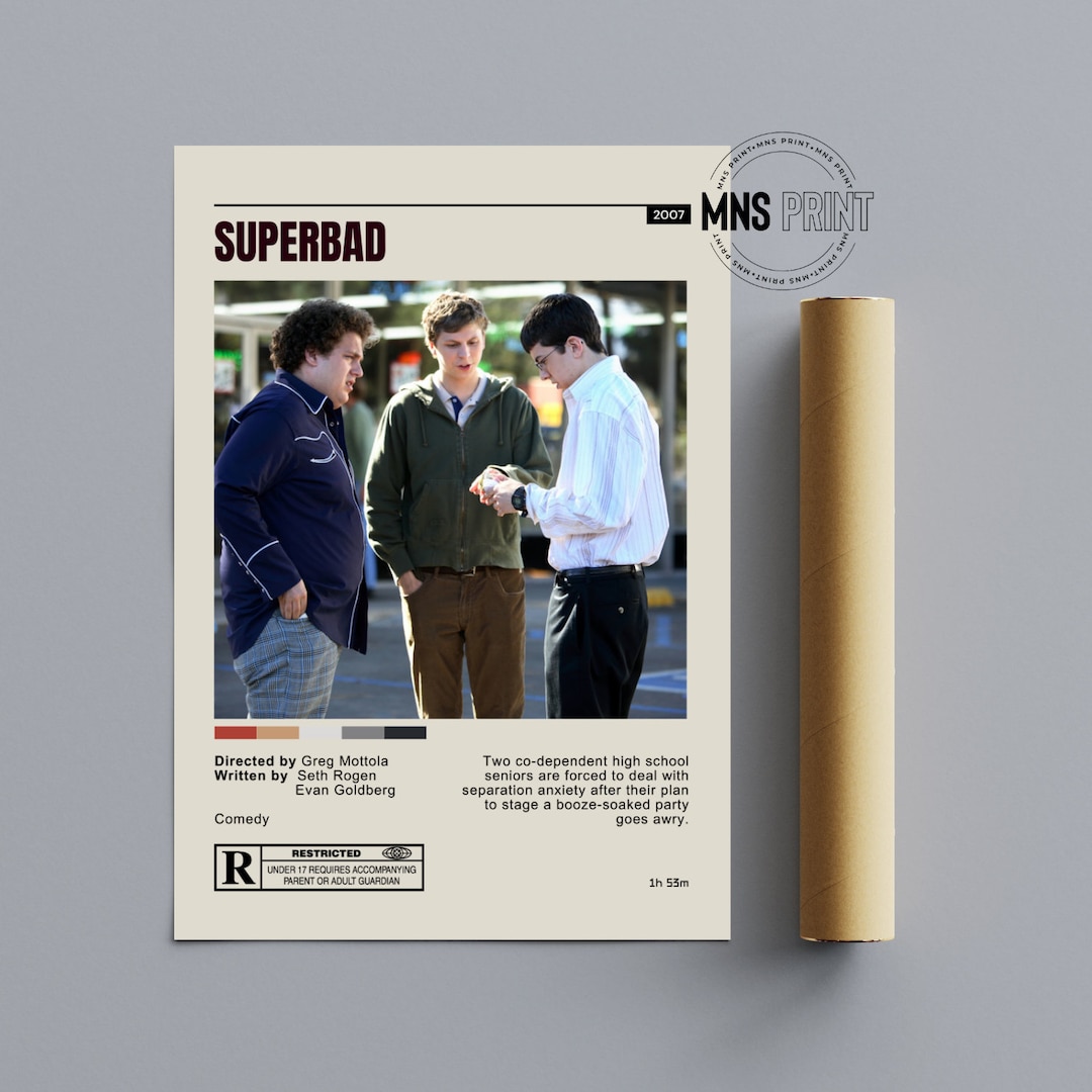 Superbad Poster, Greg Mottola, Minimal Movie Art, Retro Movie Poster ...