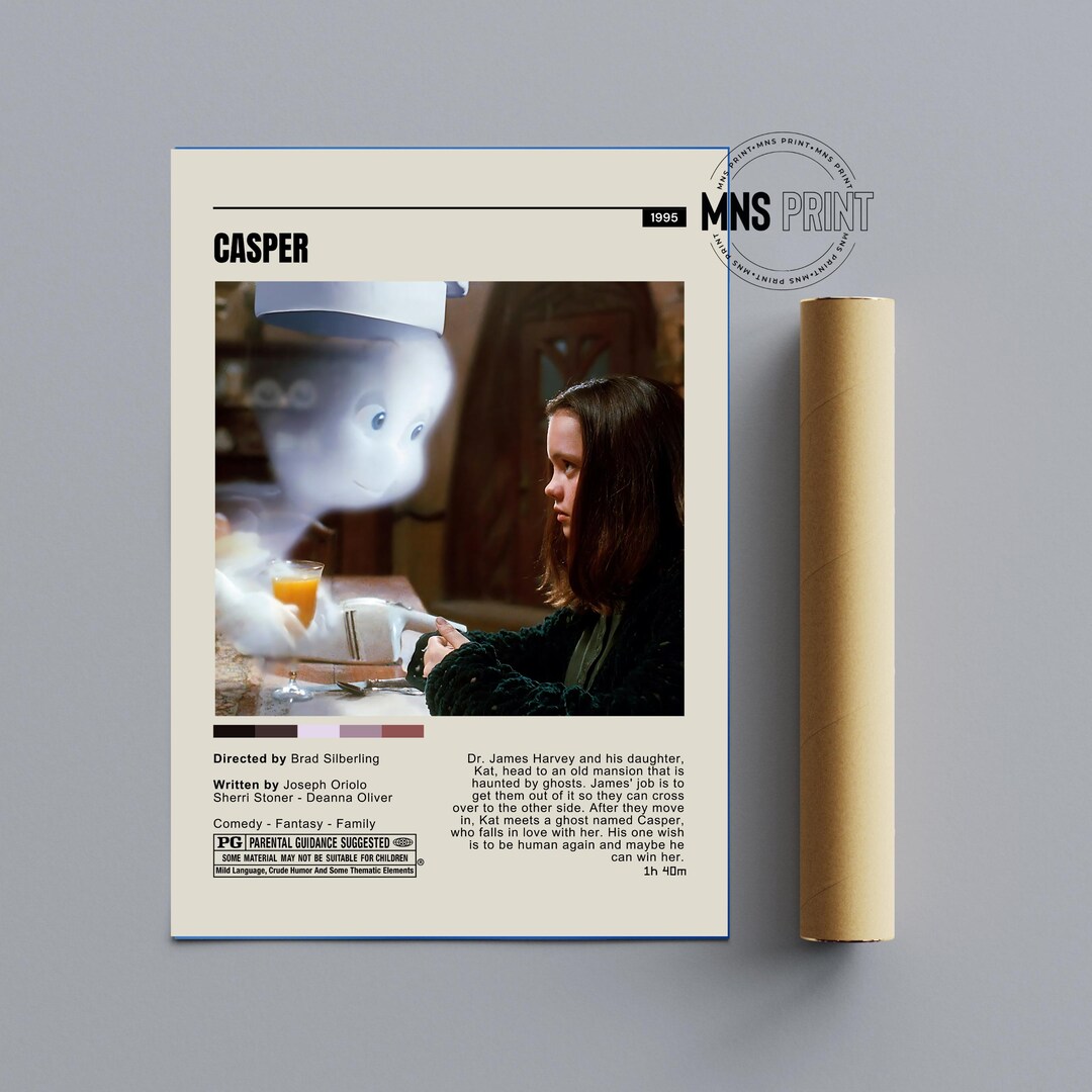 Casper Poster, Brad Silberling, Minimal Movie Art, Retro Movie Poster ...